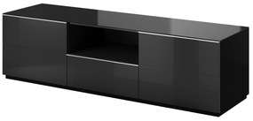 Televizní stolek HELIO 40 Helvetia 180/50/48 Barevné provedení: černá/černé sklo