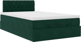 Osmanský rám postele s matrací tmavě zelená 120x200cm samet 3311840