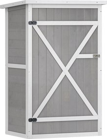 Outsunny zahradní přístřešek na nářadí police jedle černá+šedá+bílá 75x56x115cm | Aosom