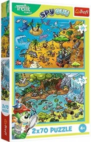 TREFL Puzzle Treflíci se baví 2v1 / 2x70 dílků / 27,5 x 18 cm / věk 4+