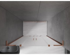 Mexen Velar L Duo, posuvné sprchové dveře do otvoru 160 cm, 8mm sklo námraza, růžové zlato, 871-160-003-32-60