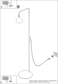 Černá ocelová stojací lampa s ohybatelnou konstrukcí (výška 165 cm) Zylo – Sollux
