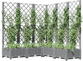 Zahradní truhlík s treláží světle šedý 120 x 120 x 121,5 cm PP 153277