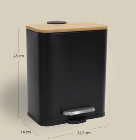 Úzký odpadkový koš do koupelny s bambusem ZETRU, 5 l