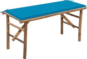 vidaXL Skládací zahradní lavice s poduškou 118 cm bambus [3063859] Barva: Modrá