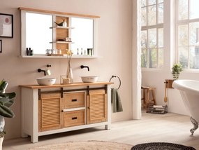 furniture-nabytek.cz - 2dílná koupelnová sada Caprino, masivní borovice/MDF, lakovaná, bílá/hnědá