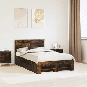 Rám postele s čelo Kouřový dub 120 x 200 cm Kompozitní dřevo 3408785