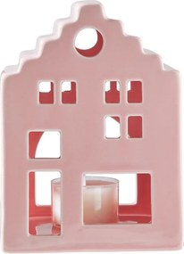 DELFT Keramický svícen na čajovou svíčku 13 cm - sv. růžová