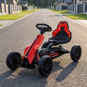HOMCOM Elektrický Go-Kart pro Děti 3-8 Let s 12V Baterií, Nastavitelná Rychlost 3-5 km/h a Bezpečnostním Pásem, Nosnost 30 kg, Venkovní Použití, 100x…