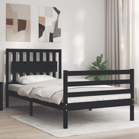 Rám postele s čelem černý 100 x 200 cm masivní dřevo,  3194305 HangarStore.cz