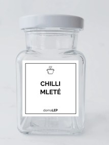 Samolepka na kořenky CHILLI MLETÉ bílá 5 × 5 cm tučné písmo