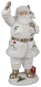 Bílá dekorace figurka Santa Claus s pytlem dárků - 21*23*43 cm