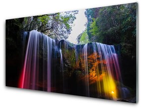 Obraz na skle Vodopád Příroda 100x50 cm