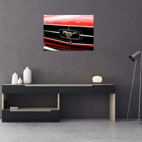 Skleněný obraz - Detail červeného auta (70x50 cm)