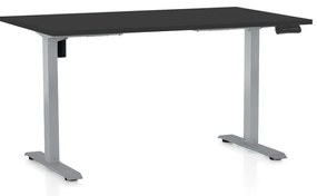 Výškově nastavitelný stůl OfficeTech B, 140 x 80 cm, šedá podnož, černá