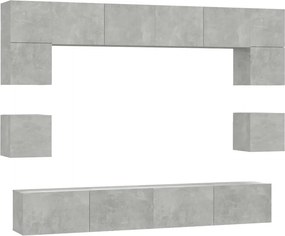 8dílný set TV skříněk betonově šedý kompozitní dřevo 3114417