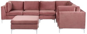 Rohová sedací souprava s taburetkou Eldridge (růžová) (L). 1078795