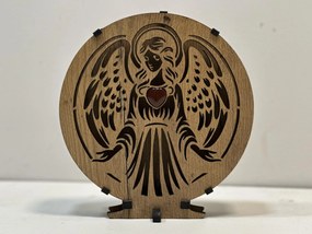Li-Go "Anděl s karneolovým srdcem" dřevěná lampa s dvojitým podsvícením 20x22 cm dub