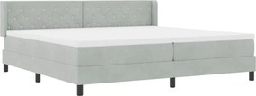Postel s boxspringem s čelo Světle šedá 200 x 200 cm samet 3341432