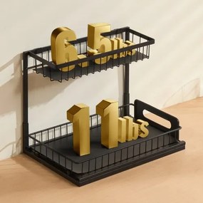 2vrstvá drátěná výsuvná skříňka pod dřez Organizér 27,2 × 35,6 cm zásuvkový koš
