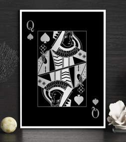 Pixada Queen of spades Silver - motivační obraz Velikost: B2 - 50x70 cm, Volba rámu: s černým rámem