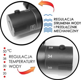 Erga Erga, termostatická sprchová baterie s horním 3/4" připojením sprchového sloupu, černá matná, ERG-YKA-BW.FL-THERM-BLK