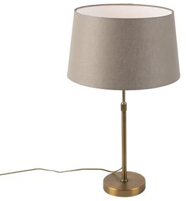 Bronzová stolní lampa s plátěným odstínem taupe 35cm - Parte