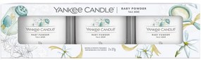 Yankee Candle – sada votivní svíčky ve skle Baby Powder (Dětský pudr), 3 x 37 g