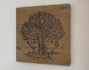 Li-Go "Lípa" světelný obraz s baterií 62x62cm varianta ovládání: manuál/pohybové čidlo, provedení povrchu: dub
