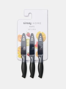 Sinsay - Sada kuchyňských nožů 3 pack - černá