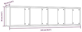 Knihovna / TV skříňka hnědý dub 143x30x36 cm kompozitní dřevo - Default Title