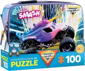 EUROGRAPHICS Puzzle Sparkle Smash Monster Jam ve svačinovém boxu / 100