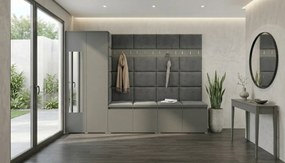 Předsíňová stěna Trinity 9 s čalouněnými panely, 290 cm, grafit/ tmavě šedá