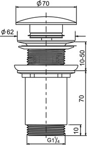 Sapho uzavíratelná výpust pro umyvadla bez přepadu Click Clack keramická zátka černá AR901 Koupelny Bernold