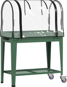 Outsunny vyvýšený záhon na kolečkách s krytem skleníku a spodní polici pro rostliny 80x40x120 cm zelený
