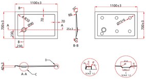 Erga Laos, obdélníková sprchová vanička 110x70x5cm, akrylát, bílá lesklá, ERG-V06-ACR-7011S-WH-CR