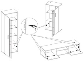 Casarredo - Komfort nábytek Obývací stěna, sestava BARMA bílá