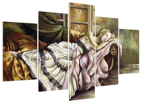 Obraz nešťastné ženy v šatech (150x105 cm)