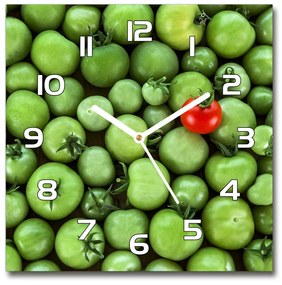 Wallmuralia Skleněné hodiny čtverec Zralé rajče 30x30 cm