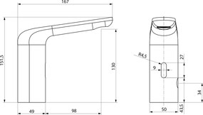 Sapho Sapho, Senzorová stojánková baterie, 6V DC (4xAA), gun metal, PS203GM