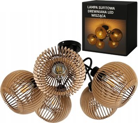 Dřevěná LED stropní lampa na závěs 5xE27 pro krásný a prostorný pokoj