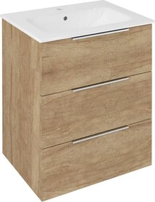 Sapho Sapho, CIRASA umyvadlová skříňka 59,2x75x46cm, 3x zásuvka, dub Alabama, CR631-2222