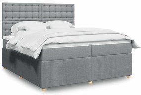 Box spring postel s matrací světle šedá 200 x 200 cm textil 3292177