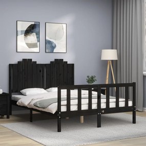 Rám postele s čelem černý 140 x 200 cm masivní dřevo,  3192300