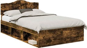Rám postele Kouřový dub 135 x 190 cm Masivní borové dřevo 3412911
