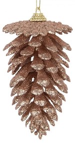 Vánoční měděná umělá třpytivá dekorace borová šiška - Ø 7*13 cm