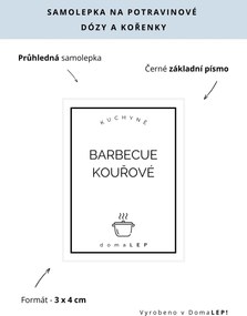 Samolepka na kořenky BARBECUE KOUŘOVÉ průhledná 3 × 4 cm základní písmo