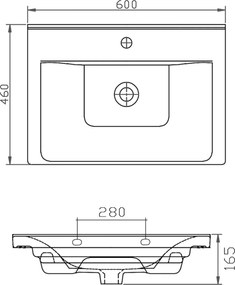 Aqualine SAVA 60 umyvadlo 60 x 46 cm nábytkové s otvorem pro baterii 2060