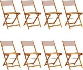 Skládací židle 8 ks, taupe látka a masivní dřevo 3214618