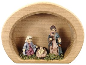 AMADEA Dřevěný betlém ve tvaru polokoule s figurkami, masivní dřevo, 17 x 13 x 4,5 cm, český výrobek